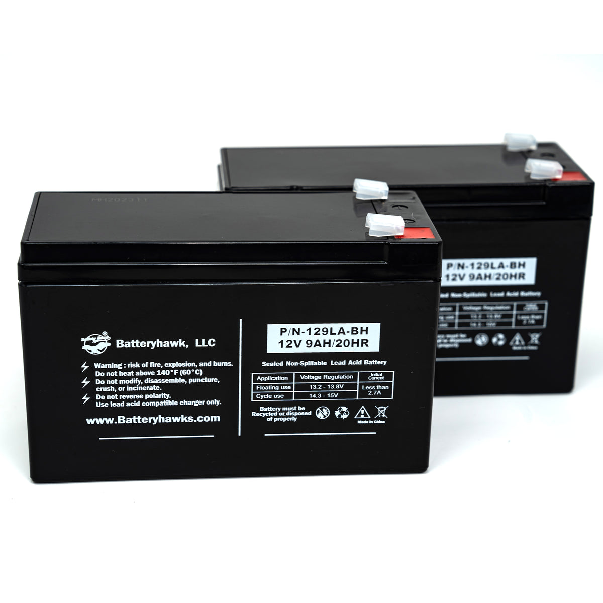 (2 Pack) 12V 9AH SLA F2 Terminal Sealed Lead Acid Battery for Multiple ...