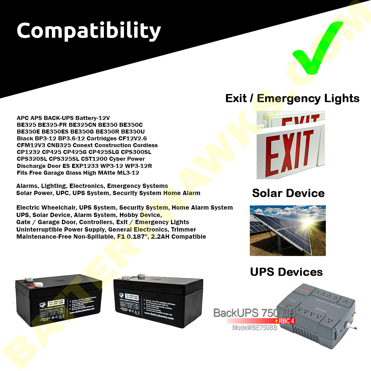 (10 Pack) 12V 3.3AH SLA F1 Terminal Sealed Lead Acid Battery for Multi ...