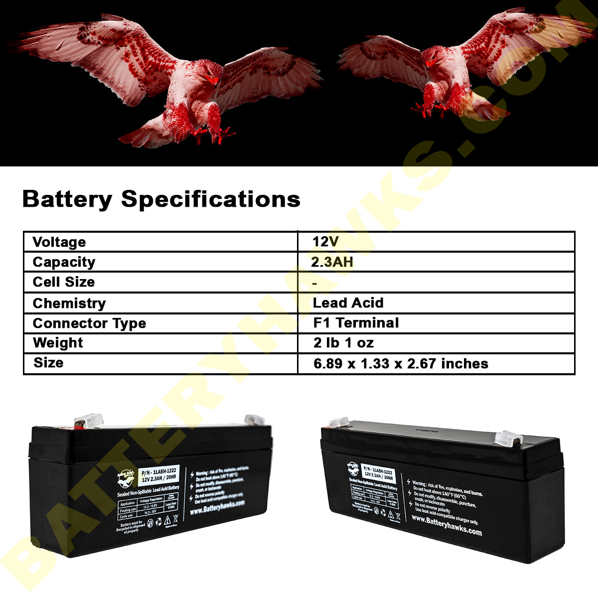12V 2.3AH SLA F1 Terminal Sealed Lead Acid Battery for Multiple Use ...