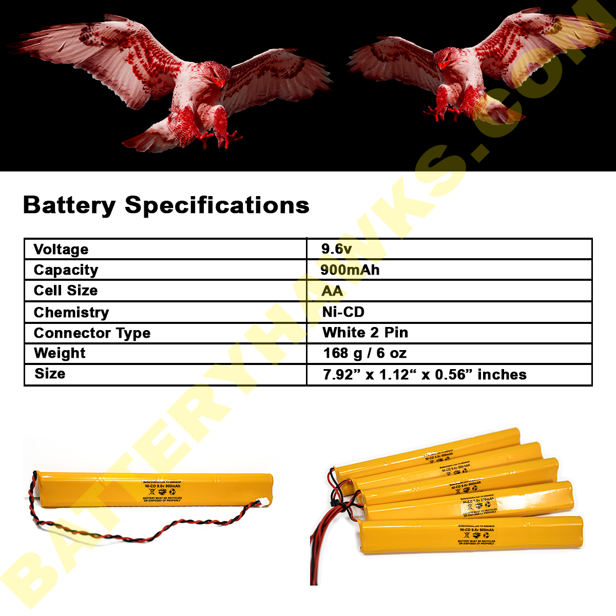 (5 pack) BBAT0043A Unitech BAT9.6V700 AA700mah for Exit Sign Emergency ...