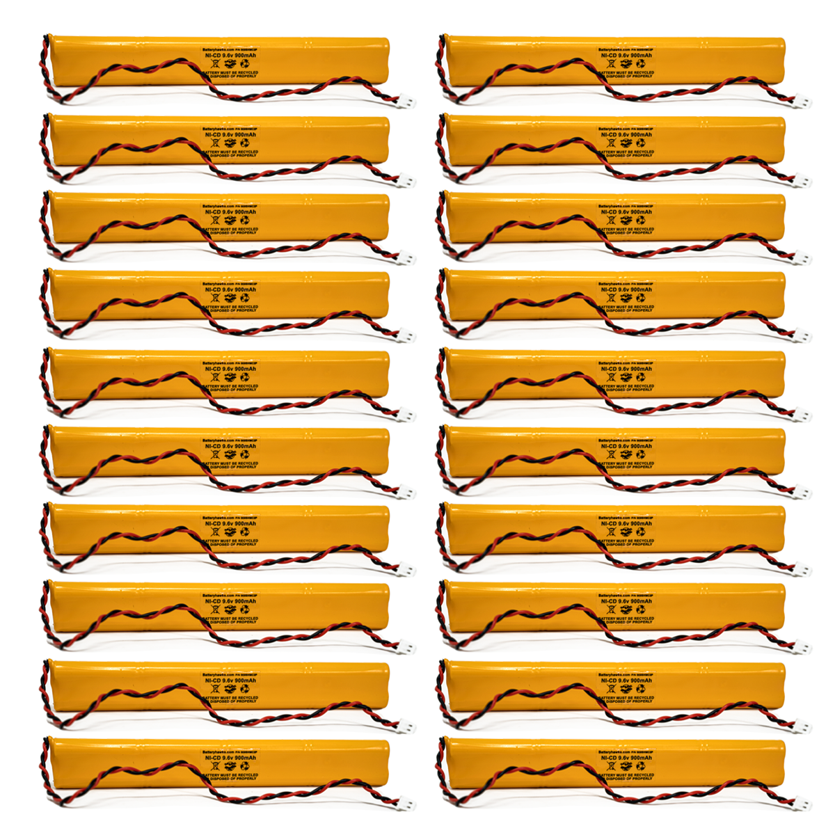 (20 Pack) 9.6v 900mAh Ni-CD Battery Replacement Pack for Exit Sign Eme ...